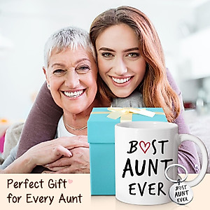 Scritism Best Aunt Mug Gifts For Aunt From Niece Nephew Auntie Birthday Gift 11oz White Best Aunt Ever Coffee Mug Christmas Mothers Day Presents For Aunt Auntie Cup Gift Set With Keychain