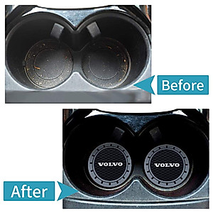 2 Pcs Silicone Non-Slip Car Cup Holder Coasters for Volvo XC60, XC90, S90, V90 2019-2022 with Car Logo Car Cup Holder Car Accessories(3 Inch)