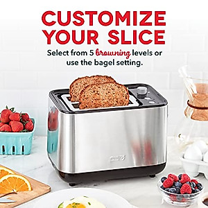 Dash SmartStore™ 2-Slice Wide-Slot Stainless Steel Toaster with Storage Lid - for Bagels, Specialty Breads & other Baked Goods, Black