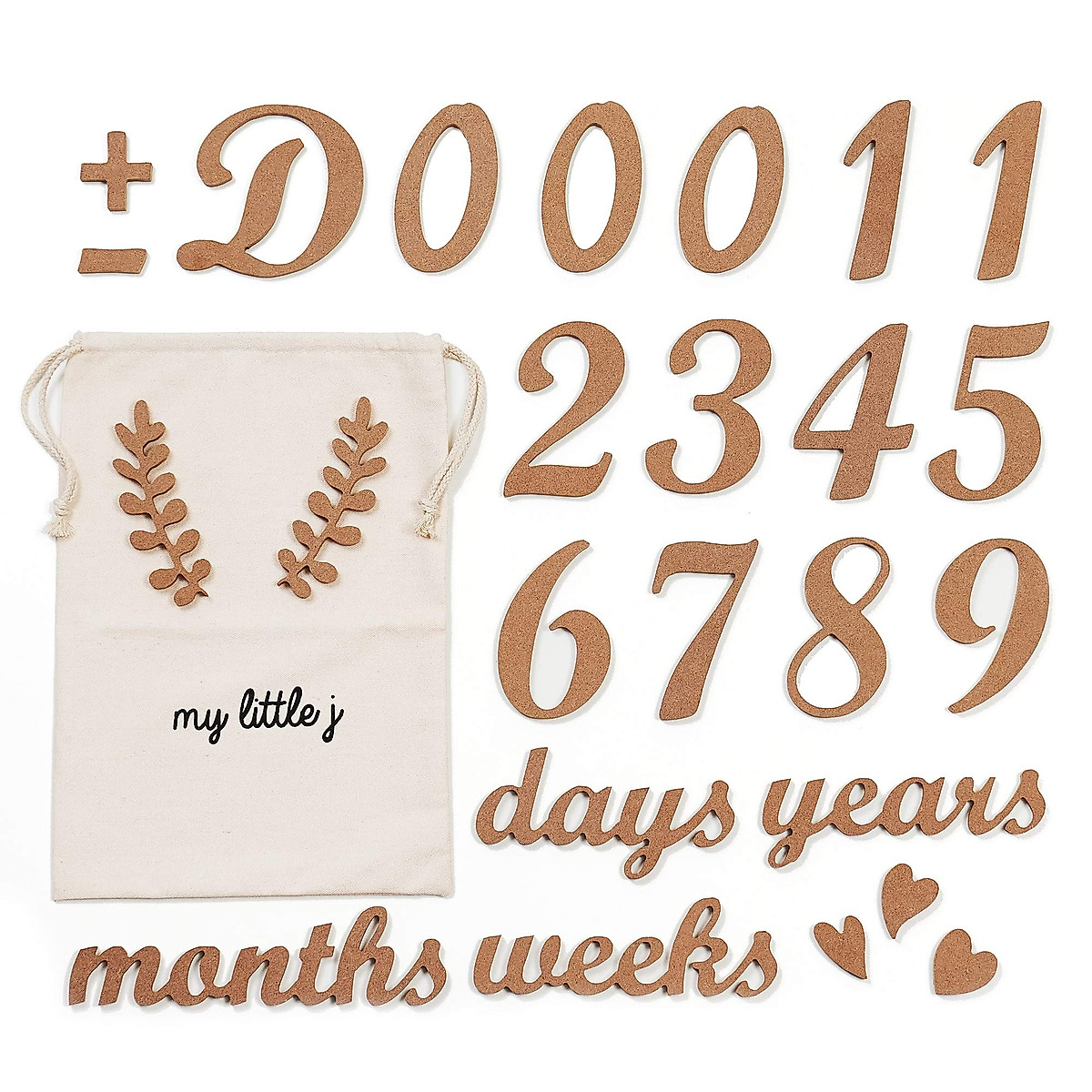 MY LITTLE J Wooden Milestone Newborn Baby Announcement Monthly Sign (1 Set of 25 Markers)
