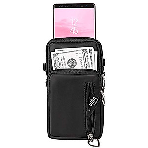 Women Roomy Pouch Small Crossbody Phone Bag Wrist Purse for Samsung Galaxy S22 Ultra S21 Ultra S22+ S20+ 5G S20 Ultra A02 A03s A03 A13 A53s A53 Moto G Stylus G Power BLU F91 G91 Max (Black)