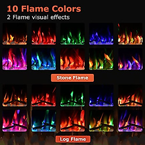 FODINGHILL 50" Insert Wall Mounted Electric Fireplace, Low-Noise Fireplace Heater Mantel Features a Touch Screen, Timer, Adjustable Flame Color, 700W / 1400W