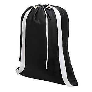Backpack Laundry Bag, Black - 22" X 28" - Two Shoulder Straps for Easy Backpack Carrying and Drawstring Closure. These Nylon Laundry Bags Come in a Variety of Attractive Colors and Patterns.