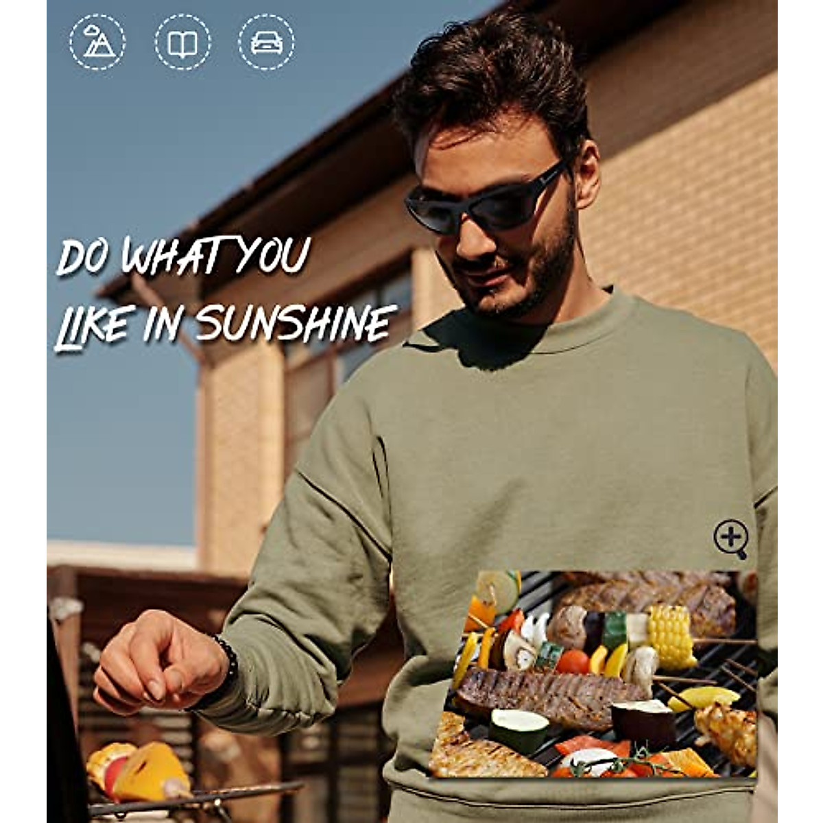 SKYOAK Premium Lightweight Bifocal Reading Sunglasses Men TR90 Frame Wrap Around Design Blue Light Blocker UV 400 Protection Outdoor Sun Reader Driving (Black +1.50)