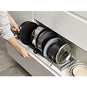 DIFENLUN 10 Adjustable Compartments Pot and Pan Organizer, Pot and Pan Organizer, Kitchen Cabinet Pantry Baking Utensil Organizer for Cutting Boards, Plates, Baking Utensils