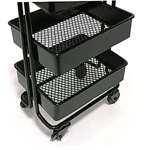 Eioflia Doll House Storage Trolley Cart 3 Tier Kitchen Bathroom Rack with Wheels Mobile Shelves Storage Cart Rolling Utility Cart Shelving Organizer