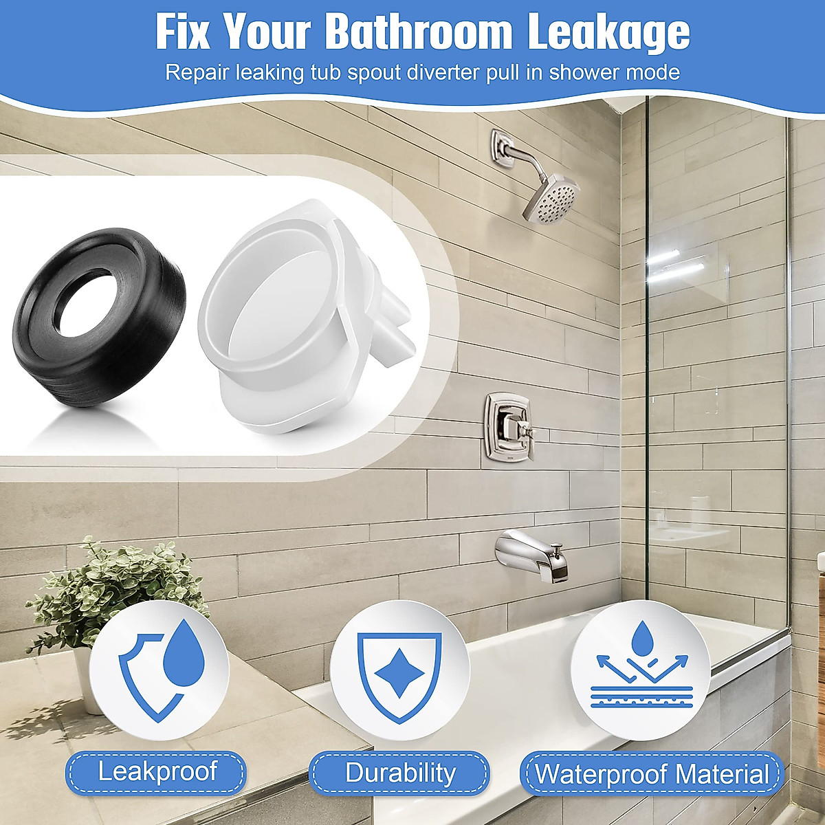 Dreyoo 4 Pcs 101237 Cup Seal & Diverter Gate Compatible with Moen 3800 Tub Spout, Tub Spout Replacement Parts for Shower Bathtub Faucet Diverter Spout