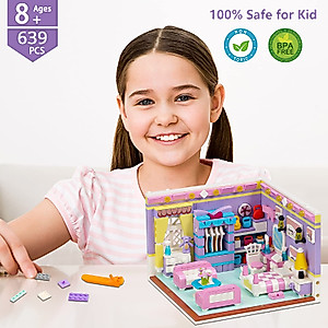 PinkBee Friends House Building Block Sets, Girls Mini Bedroom Friendship Playhouse Apartment Bricks Kit Birthday for Adults Kids 8-12 6-12 7-9 (639 PCS)