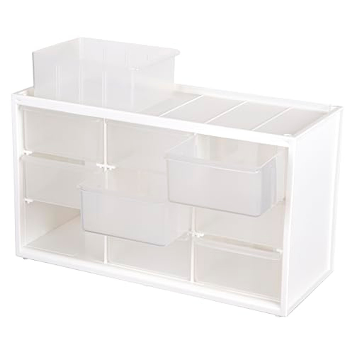 ArtBin 6809PC Store In Drawer Cabinet Sewing & Craft Organization, Plastic Storage Unit with 9 Drawers, White with Clear Drawers