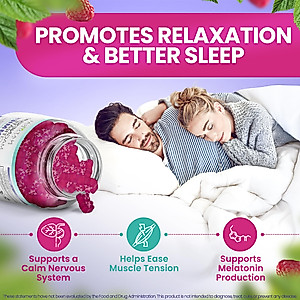 Sugar Free Magnesium Gummies - Calming Anti-Stress Gummies, Magnesium Supplement to Support Stress Relief, Sleep, Heart Health, Nerves, Muscles and Bones, Kids, Adults, Vegan, High Absorption, Non-GMO