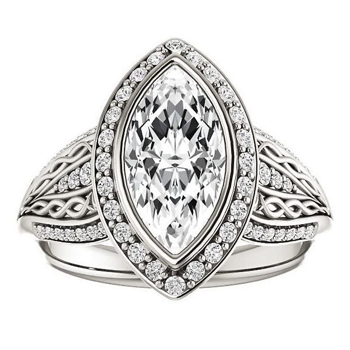 JEWELERYN 3 CT Marquise Colorless Moissanite Engagement Ring Sets for Women/Her,Wedding Bridal Ring Set, Eternity Sterling Silver Solid Diamond Solitaire Bezel Anniversary Promise Gift for Ring (4)