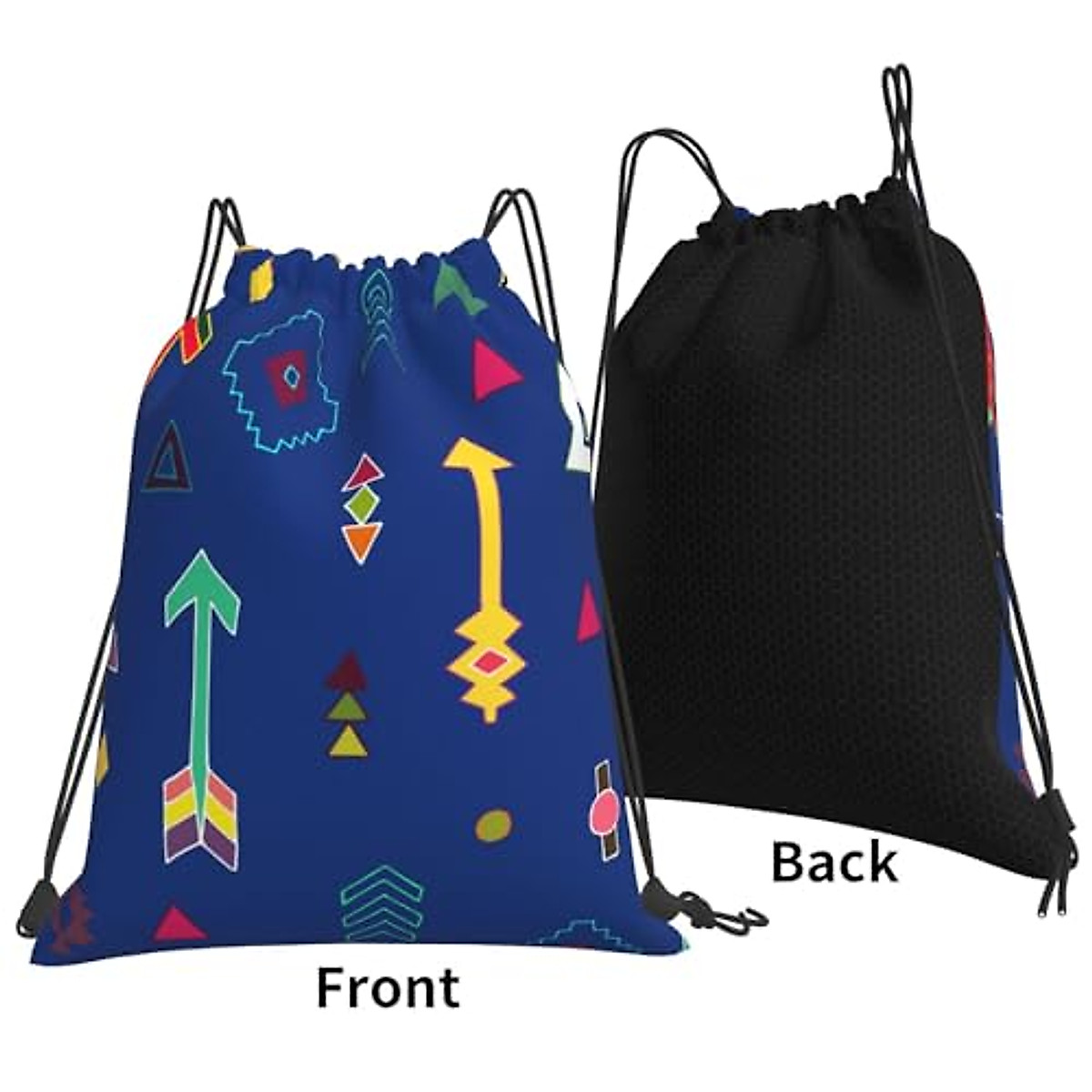 Delhiponics Bohemian Element Arrow Drawstring Backpack Waterproof Gym Sports Trave String Bag Adjustable Lightweight Drawstring Bag Sports Dance Sackpack