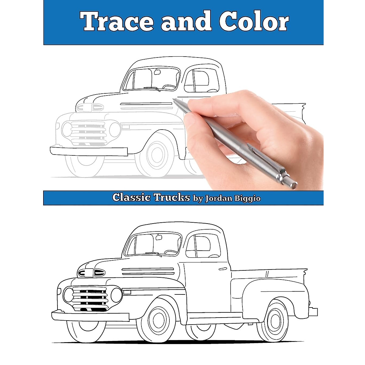 Trace and Color: Classic Trucks: Adult Activity Book