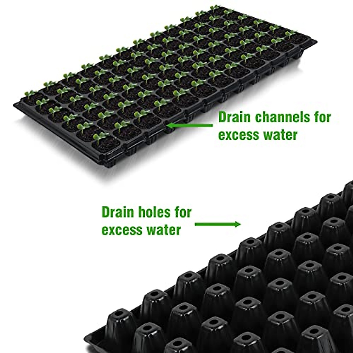 WEWBABY Seed Starter Tray, 10 Pack Thickened Seed Starter Kit BPA Free for Seed Propagation 50 Cell Seedling Starter Trays with Drain Holes Reusable for Microgreens, Planting Seedling