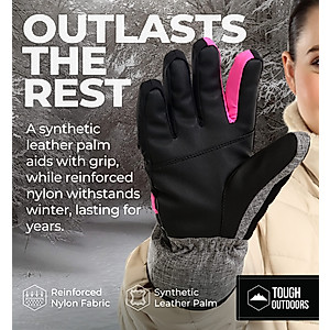 Tough Outdoors Women's Ski Gloves - Womens Snow Gloves - Winter Waterproof Snow Gloves - Adult Snow Gloves - Ladies Snowboarding Gloves
