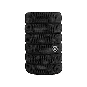 Gimme Beauty - Thick Fit Hair Bands - Black Onyx - Damage Free Hair Ties - Made with Seamless Microfiber Elastics - Thick + Curly Hair Accessories - No Snagging, Dents, or Breakage (6 Count)