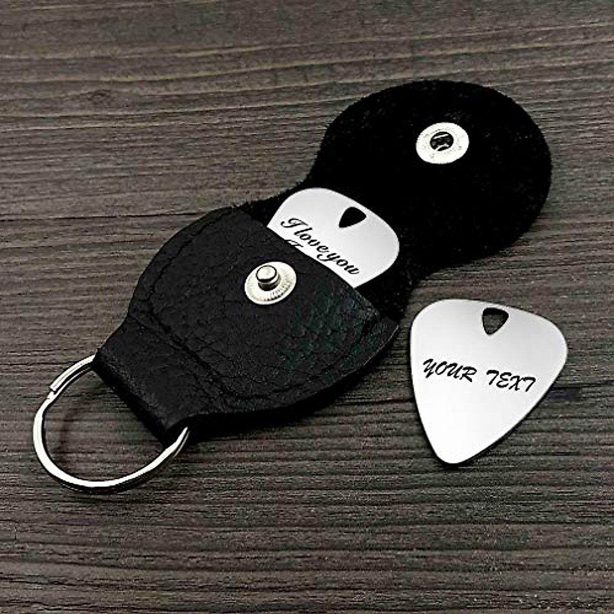 FKOG Custom Metal Guitar Pick, Customize Personalized Wood Guitar Pick Holder Music Gifts for Him Her Men Women Dad Husband Boyfriend Girlfriend (custom link)