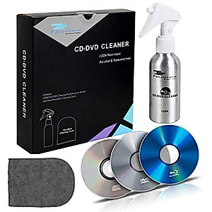 CD DVD Cleaner Solution Spray Fluid - Premium Compact disc Cleaning Kit with Anti-Static Microfiber Cloth Glove 4oz