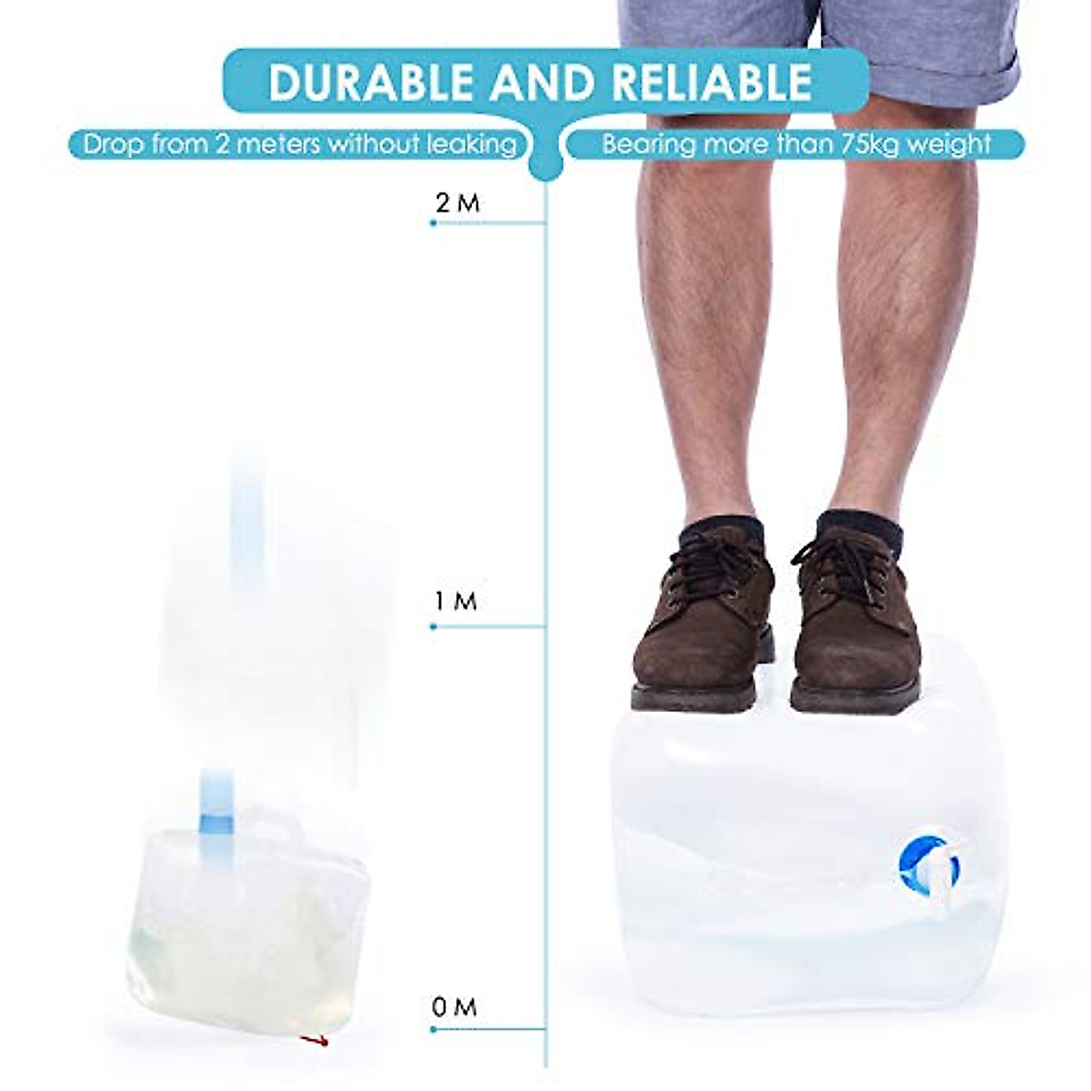 Gowithwind Collapsible Water Container with Spigot, 2.6 Gallon BPA Free Camping Water Storage Jug Water Carrier for Outdoor Hiking Backpacking & Emergency Survival Kit, Foldable Portable Canteen