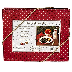 Child to Cherish B01MSHIHI6 Santa and Reindeer Goodies 3pc Ceramic Message Plate, 13" x 9" x 3.5", Red and White