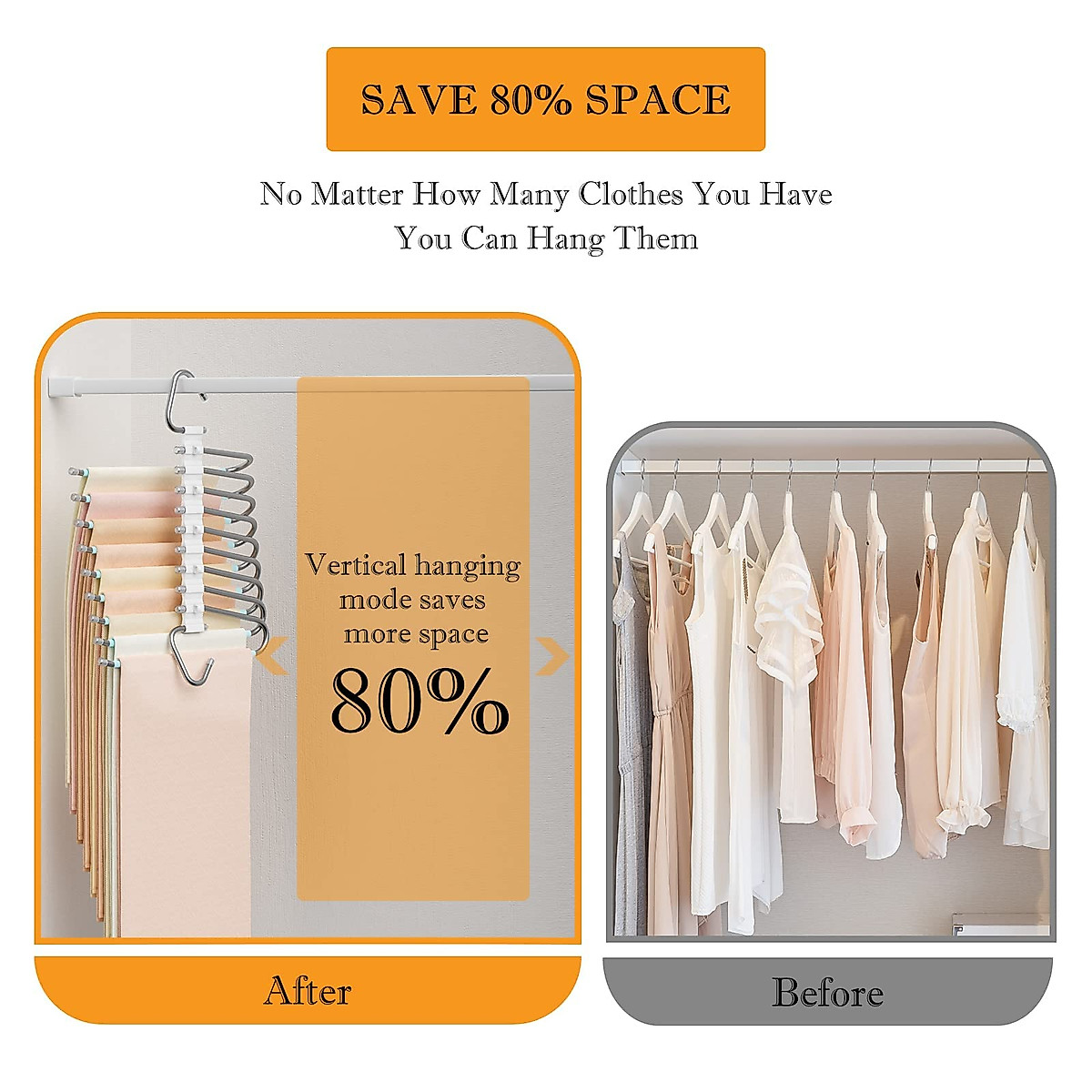 [2024 Upgraded] Zensbin Space-Saving 9-Layer Pant Hanger with Non Slip Stainless Steel Rack for Jeans, Trousers and Shirts (2 Pack)