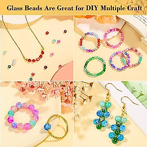 1000PCS Glass Beads for Jewelry Making Kit, 6mm Crystal Pattern Bead Stone Beaded, 28 Colors Bracelet Making Kit Loose Round Crackle Gemstone Beads for Men Women DIY Craft Necklace Earring Bracelet
