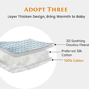 ZIGJOY Baby Sleeping Bag Three-Layer Thicken Swaddle Blanket for Newborn 0-9 Months 2-Way Zipper Fleece Blanket Baby Sleeping Bag Widen Hem Baby Winter Sleeping Sack(Light Blue)