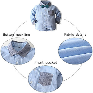 Kimocat Baby Boy Clothes Gentleman Clothing Suit for Newborn Baby Bow Tie Shirt + Suspender Trousers (Grey 1, 2-3T)