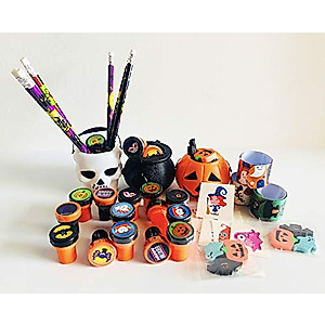 NIGHT-GRING 142PCS Halloween Toys and Novelty Assortment for Halloween Party Favors, Halloween School Stationery Party Supplies Gift Sets