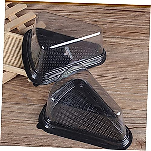 Anneome 10pcs Box Mini Cake Boxes Mini Plastic Containers Cake Stand with Cover Sandwich Take Out Container Bake Packaging Supplies Black Cake Stand Sandwich Box Triangle Box Packing Box