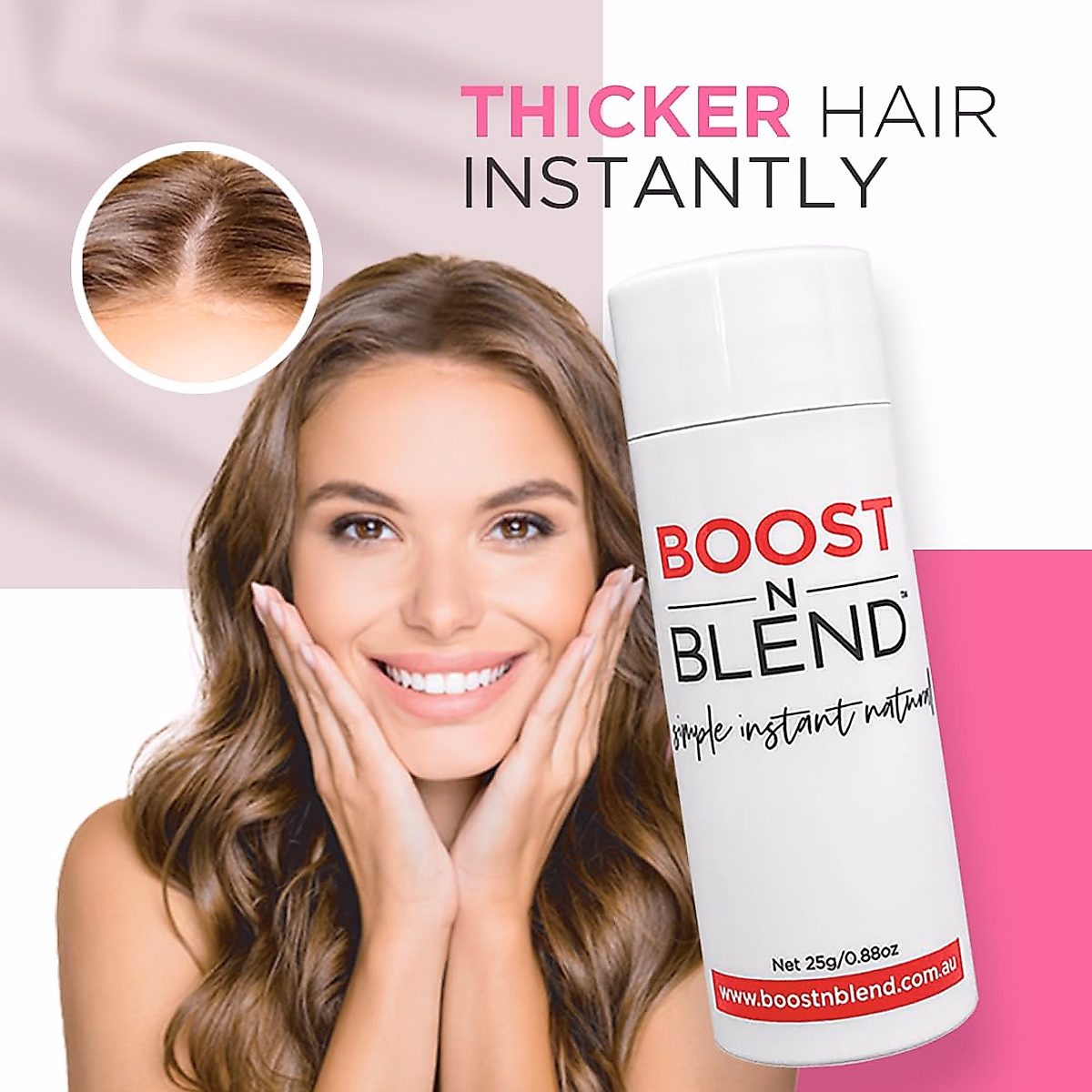 Boost N Blend Hair Volumizer for Women - Scalp Concealer Powder and Cotton Fibers for Thinning Hair (25g/0.88oz)