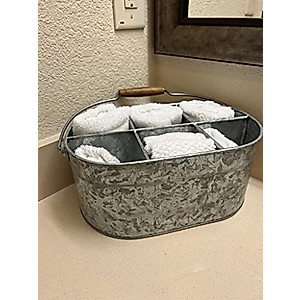 Hosley's Galvanized Carry All Kitchen Utensil Caddy Serve Ware 13 Inch Long. Ideal for Party Garden Patio. O4