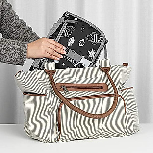 TILLYOU Portable Changing Pad, Baby Travel Changing Pad for Diaper Bag, Diaper Changing Mat with Foam Head Pillow and Extra Pockets, Baby Stuff for Newborn, Baby Shower Gifts (Star Rocket)