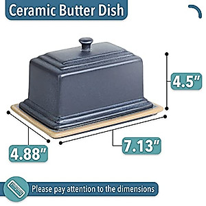 BTaT Large Butter Dish, 1lb Butter, Butter Dishes with Covers, Ceramic Fit All Sizes Butter, Blue, Ceramic Butter Dish with Lid, Butter Holder, Butter Dish with Lid, Mother's Day Gift