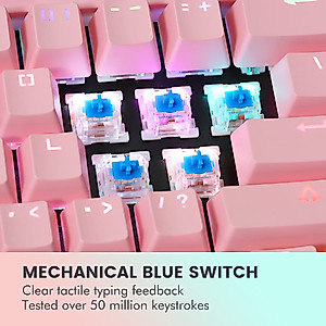 Wireless Mechanical Keyboard and Mouse Combo - RGB Backlit, Rechargeable Battery, Ergonomic Design, 2.4G Wireless Connection, 87-Key for Gaming and Typing（Pink）
