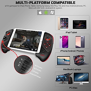 arVin Gaming Controller for iPad/iPad Mini/iPad Air, iPhone 15/14/13/12, iOS, Tablet Android Gamepad for Samsung Galaxy Tab, Huawei MatePad, Yoga Tab[Within 5-11 inch] PC Game Joystick for COD, Steam