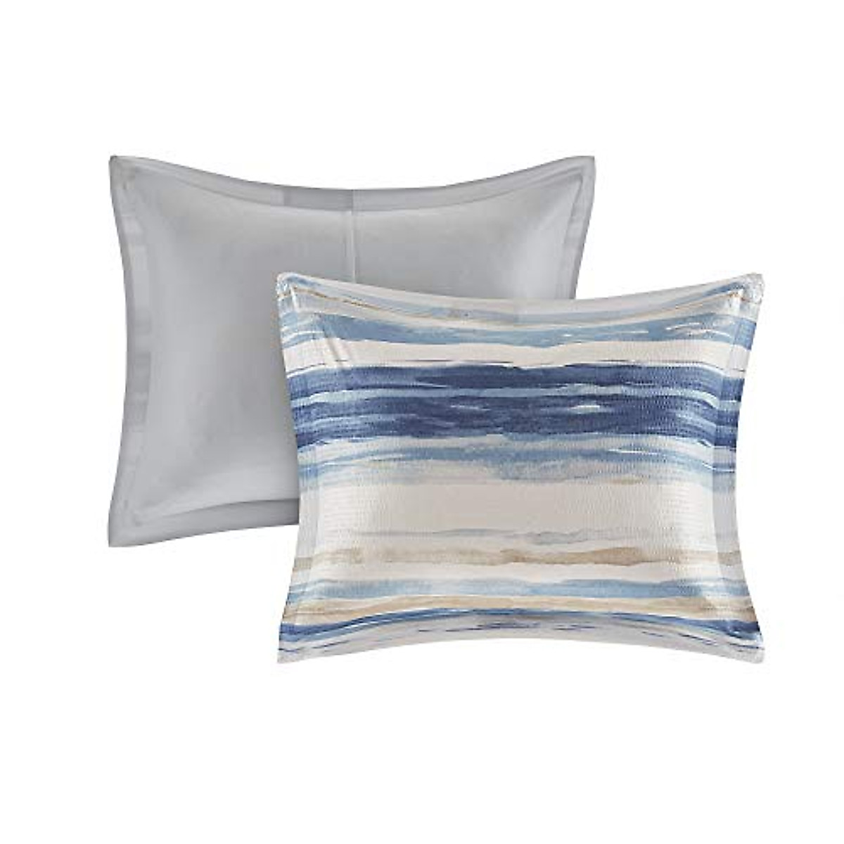 Madison Park Marina Comforter Quilt Combo Set - Modern Luxury Design, All Season Down Alternative Bedding, Matching Shams, Decorative Pillows, King/Cal King(104"x92") Seersucker Blue 8 Piece