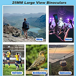 Anourney 12x25 Compact Binoculars, High Powered Easy Focus Binoculars, Portable Large Eyepiece Binocular for Adults Kids Bird Watching,Opera Concert, Travel, Hiking, Outdoor Scenery, Football Game