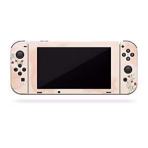 Tacky Design Flower Skin Compatible with Nintendo Switch Skin Wrap Cover, Watercolor Skin for Nintendo Switch Stickers, Premium Vinyl 3M Full Wrap Decal