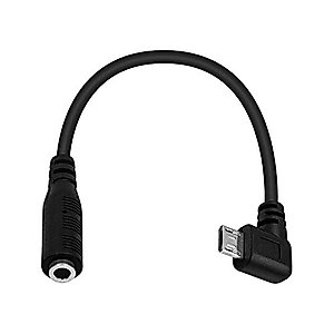 Duttek Micro USB to 3.5mm Jack Audio Adapter Cable, Audio to Micro USB, Right Angled Micro USB Male to 4 Pole 3.5mm Female Cable Cord for Active Clip Mic Microphone Convert Adapter. 6Inch/15cm