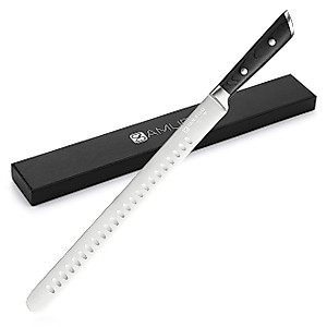 SAMURIKI Brisket Knife - Ultimate 12-inch Carving Knife, Slicing Knife with Granton Edge Designed for Briskets, Roasts, Meat, BBQ, etc. (Slicing Knife 12")