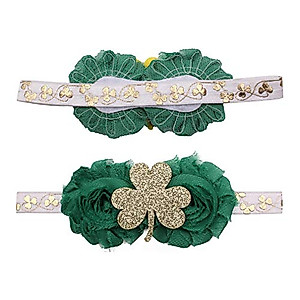 YanJie St. Patrick's Day Baby Girl Hairbands - Shabby Chiffon Gold Metallic FOE Headband Hair Accessories for Birthday Gift (St FOE, free)