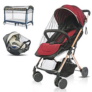 Mosquito Net for Stroller - V-Fyee Durable Baby Stroller Mosquito Net Perfect Bug Net for Strollers, Bassinets, Cradles, Playards, Pack N Plays and Portable Mini Crib (Black)