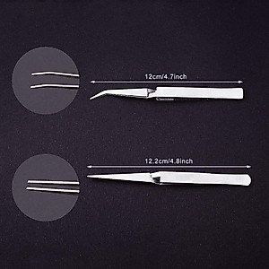 WANDIC Precision Tweezers Set, 6 Pcs 2 Styles Stainless Steel Tweezers Repair Kit for Craft, Jewelry, Electronics, Laboratory Work