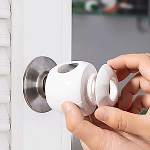 Driddle Door Knob Safety Cover for Kids - 5 Pack - Baby Proof Door Knob Covers - Door Locks for Kids Safety Child Proof - White