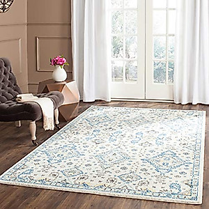 SAFAVIEH Evoke Collection 6'7" x 9' Ivory / Light Blue EVK224C Boho Oriental Non-Shedding Living Room Bedroom Dining Home Office Area Rug