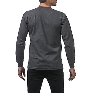 Pro Club Men's Heavyweight Cotton Long Sleeve Crew Neck T-Shirt, Large/Tall, Charcoal