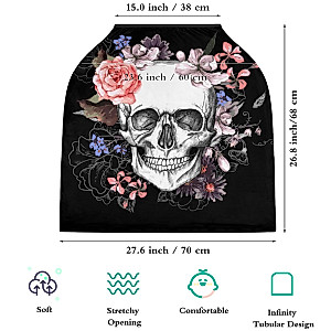Death Sugar Skulls Baby Car Seat Cover for Baby Boys and Girls Breathable Lightweight Carseat Cover Baby Carrier Cover Soft Flexible for Girls Boys