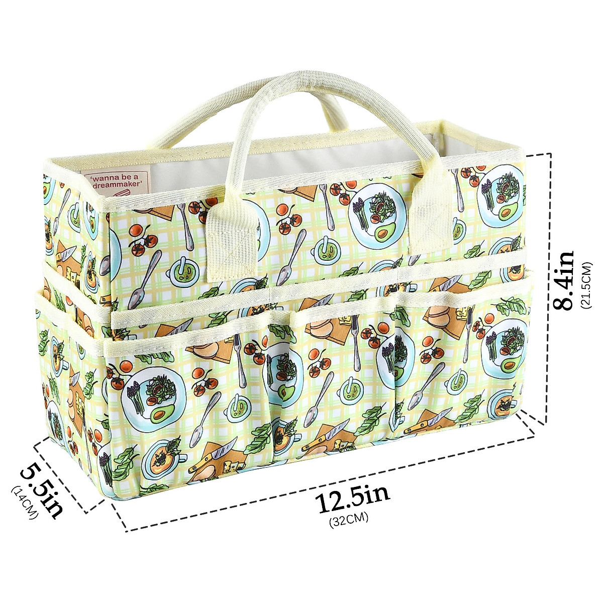 qianshan Craft Organizer Bag with Multiple Pockets, Large Art Storage Caddy with Handles for Art, Craft, Sewing, Make-up，Scrapbooking, Medical, and Office Supplies Storage.Yellow Lunch