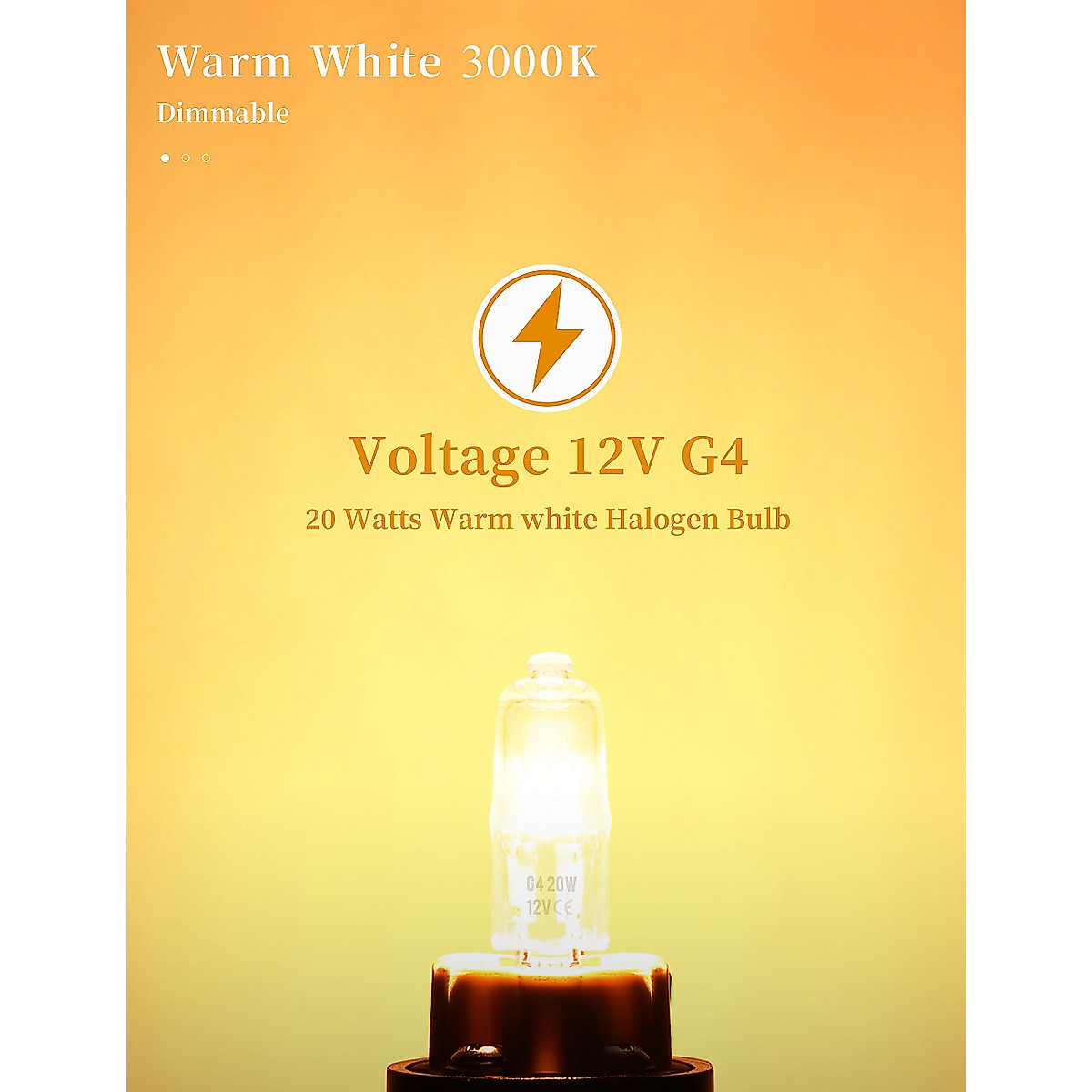 DORESshop Halogen Light Bulbs, 10 Pack G4 Bulb, Halogen Light Bulbs 2 Pin 12V 20W T3 Bi-Pin G4 Base Long Lifetime Dimmable 3000K Halogen Bulbs for Under Cabinet Puck Light, Chandeliers
